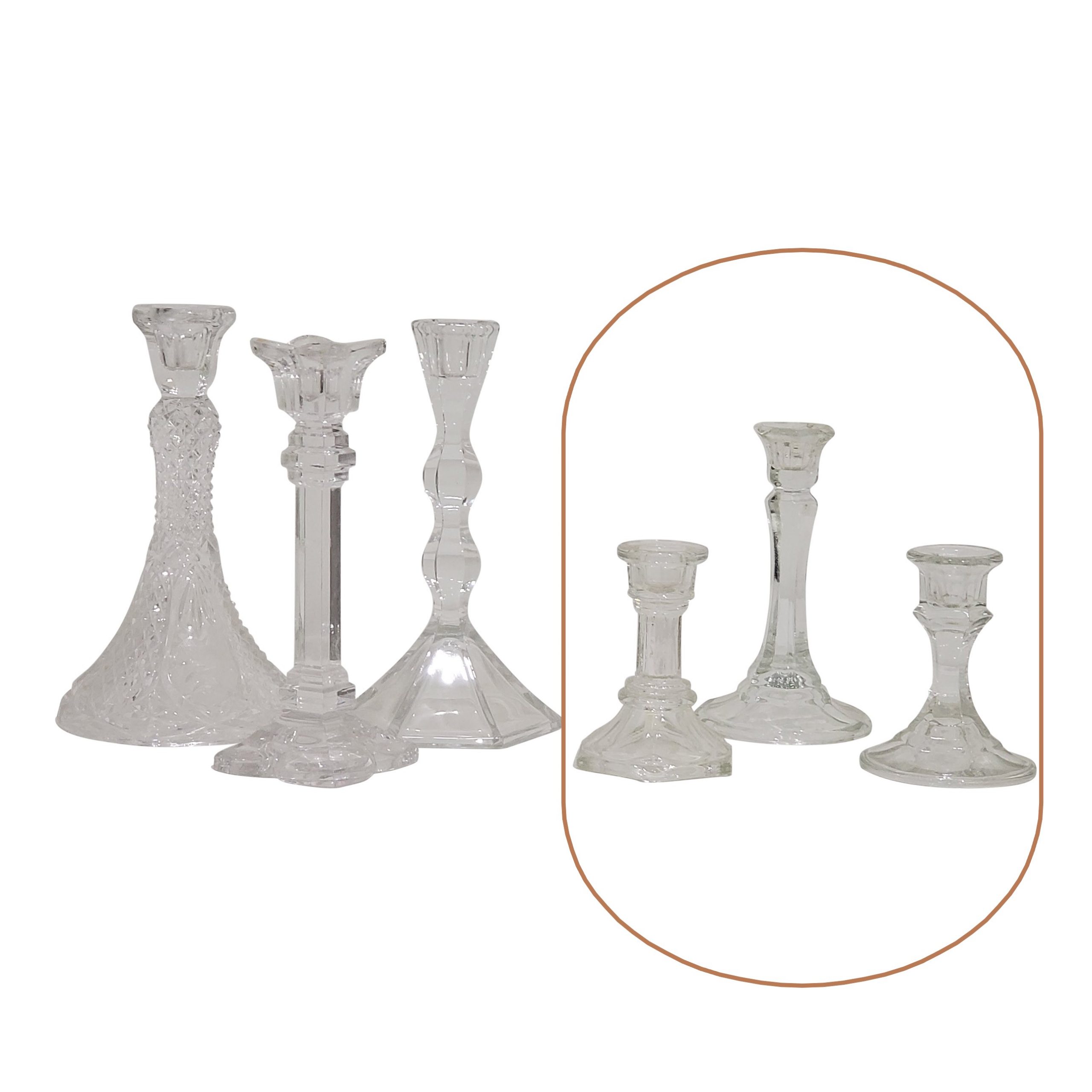 Small Glass Candlesticks - Violet Vintage Rentals