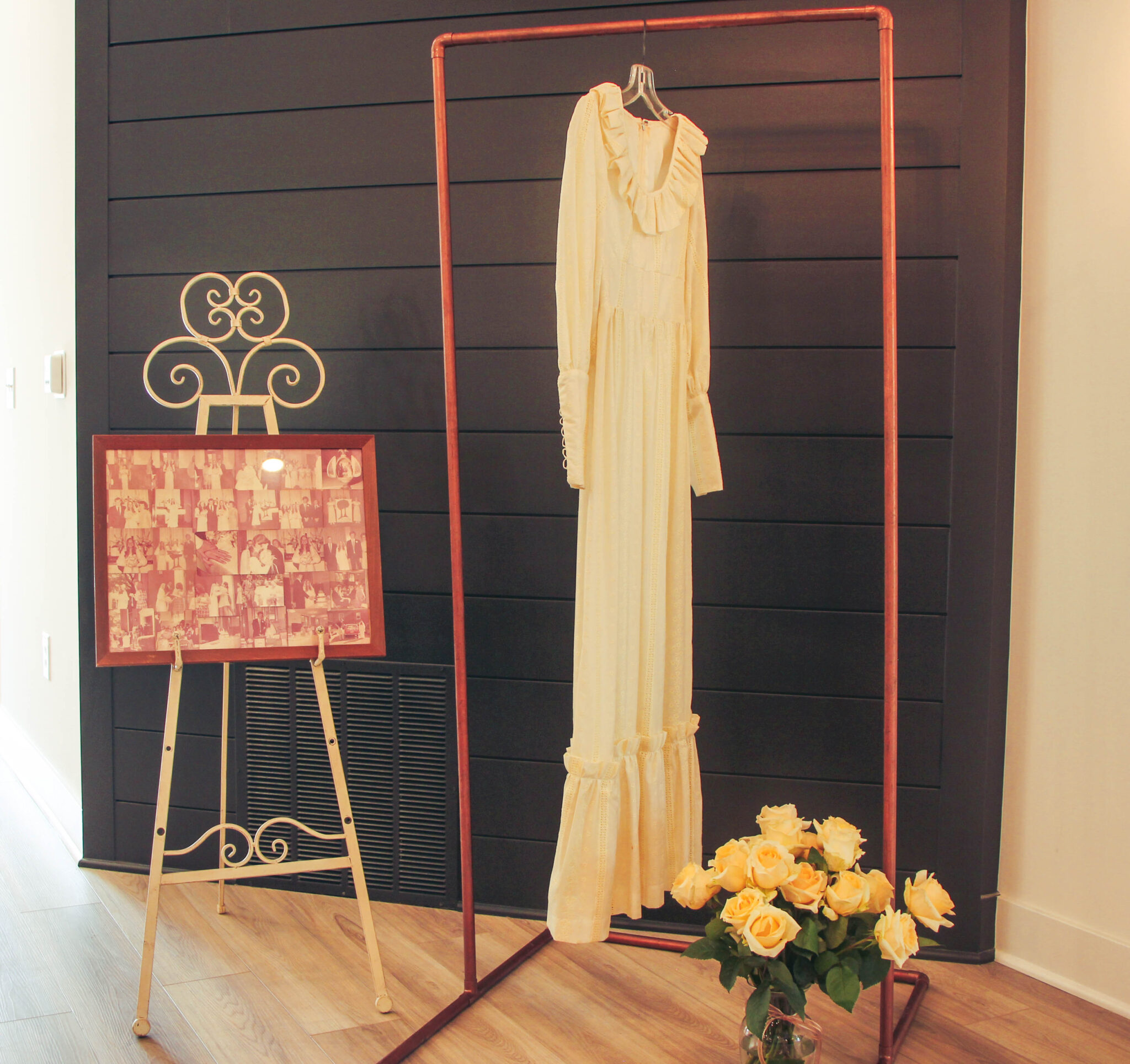 Rent the Tall Copper Sign Stand | Violet Vintage Rentals | Indy