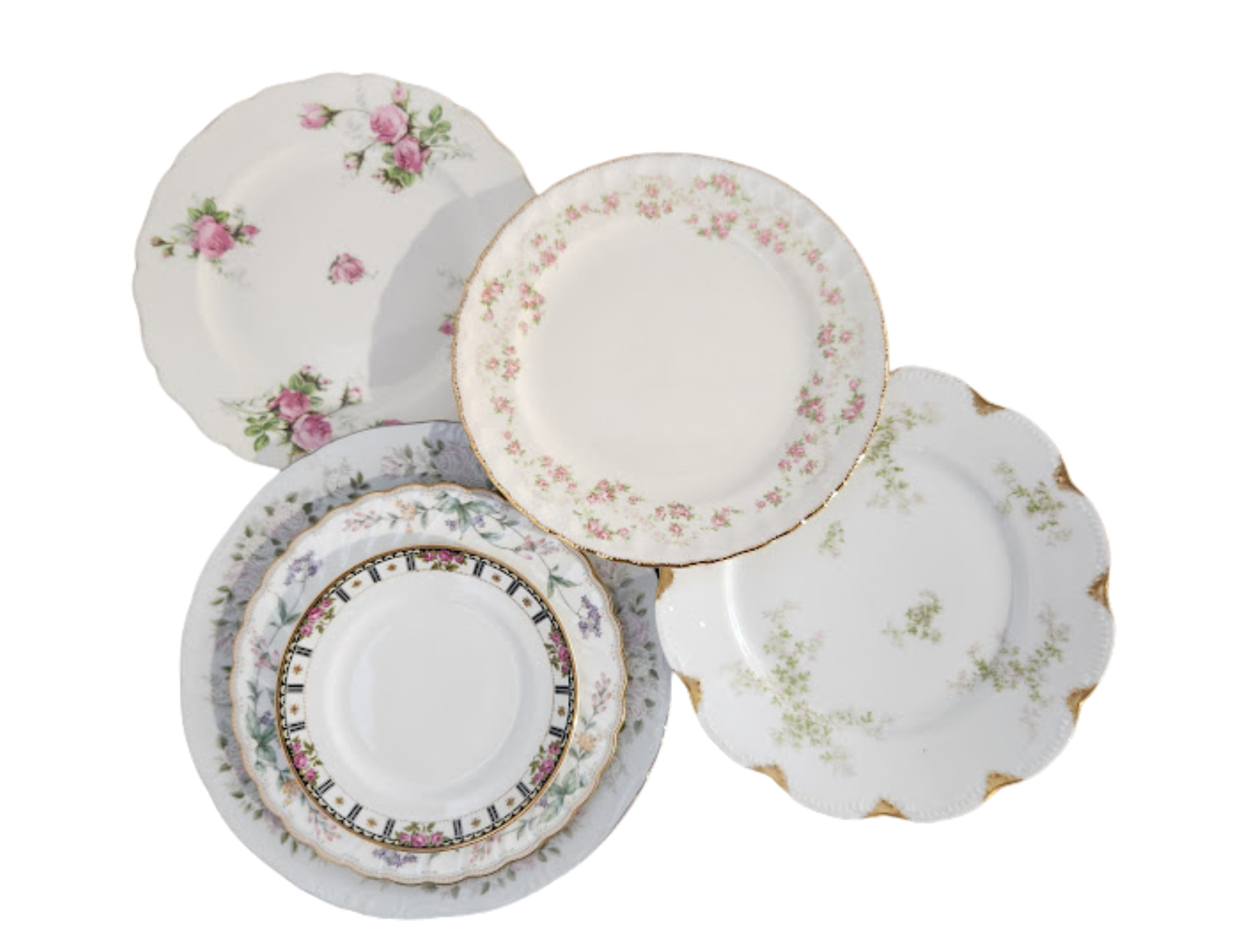 Pink Vintage Mismatched China Plates - Violet Vintage Rentals