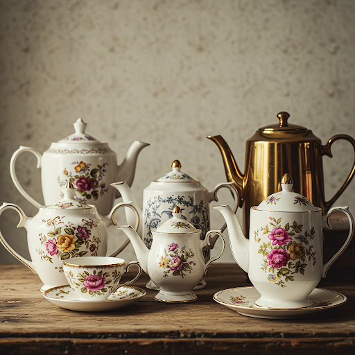 Vintage Mismatched Teapots - Violet Vintage Rentals